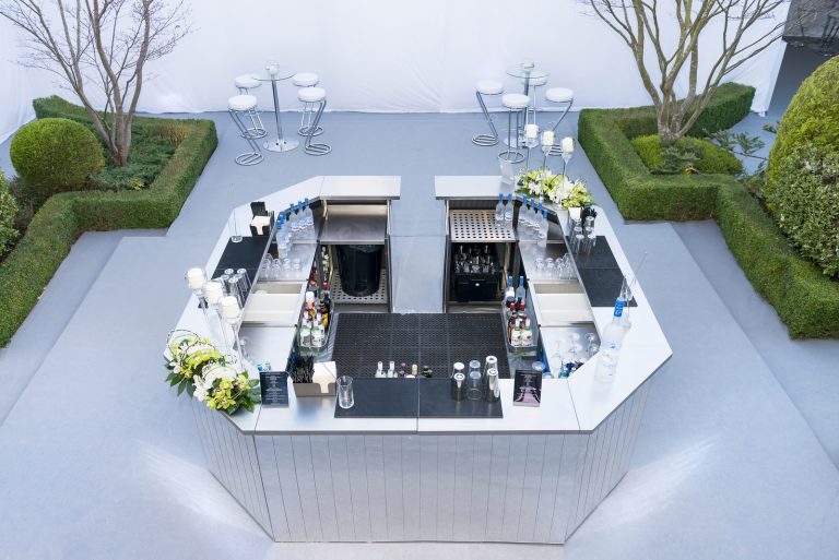 A stunning circular mirrored bar for a private event in Kingswood ...